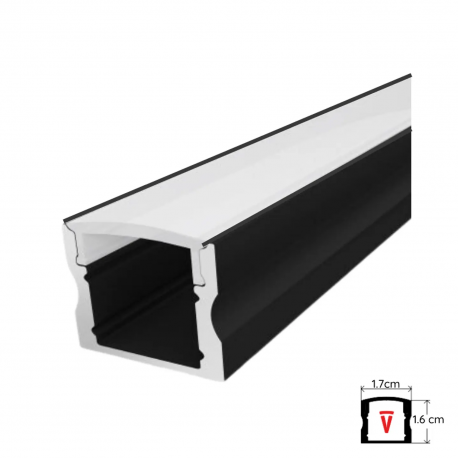 PERFIL 2M NEGRO DIFUSOR DE 055MM MOD 613B PLANO ALTO EMB TAPA Y HEBILLAS KONNERGIE - El Container