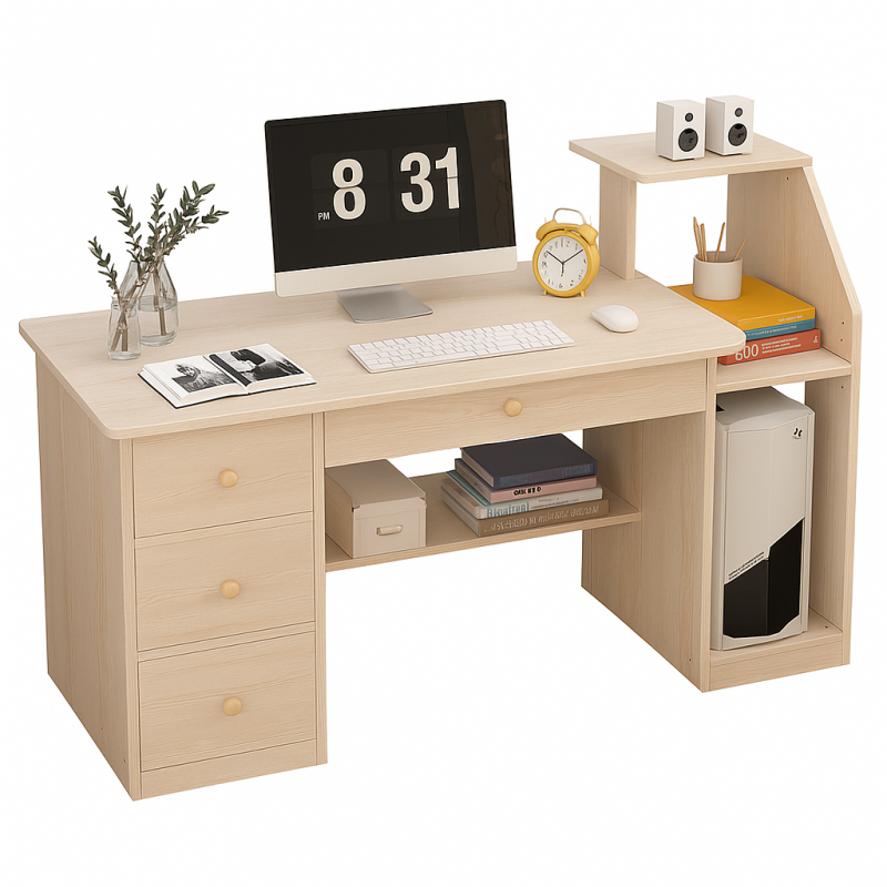 Escritorio Alaska Wood 114x40x92cm MDF y Fierro Color Madera