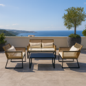 Set de Terraza Arrayán Beige JH-416 | 4 Piezas con Vidrio Templado