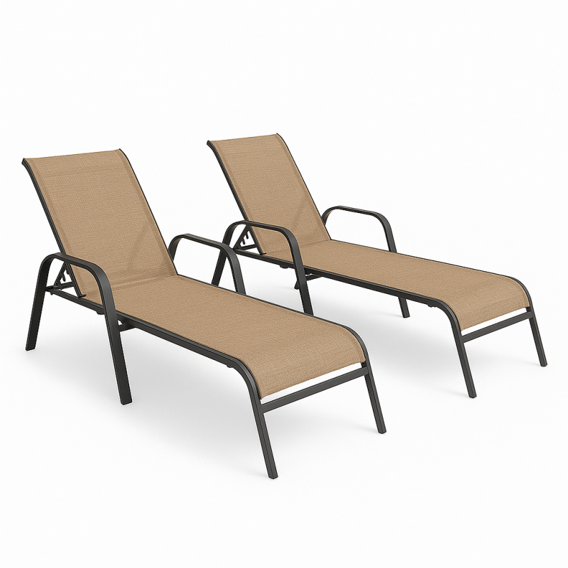 Juego 2 Reposeras Plegables Florencia para Jardín y Piscina 190 cm